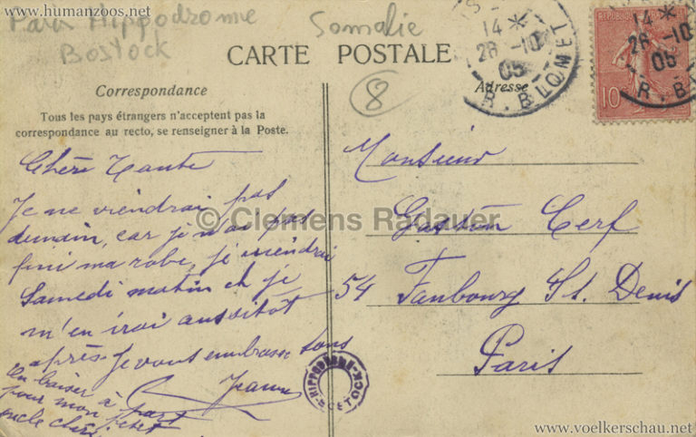 1905 Village Somali – Hippodrome Bostock (Paris) – Human Zoos